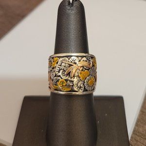 Jewelry | Carved Dragonfly Daisy Engraved Silver Banquet Ring | Poshmark